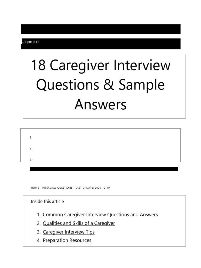Caregiver Interview Tips | PDF | Caregiver | Wellness