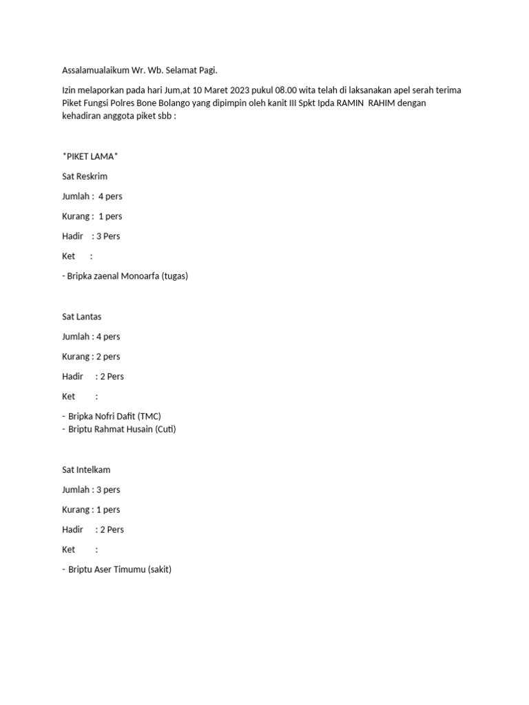 Laporan Apel | PDF