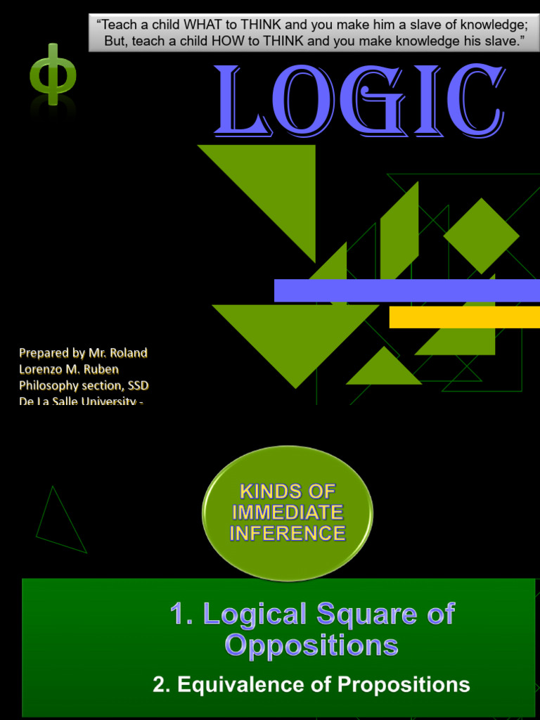 LOGIC - Module 3b Immediate Inference (Square of Oppositions) | PDF