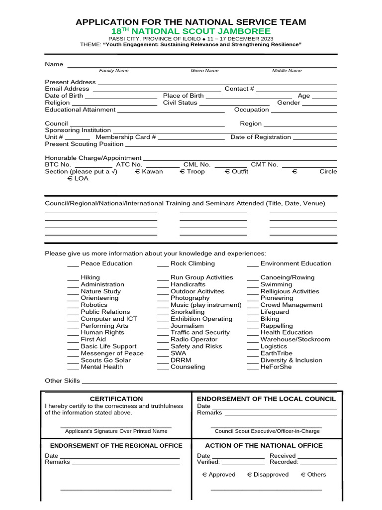 NST Application Form | PDF