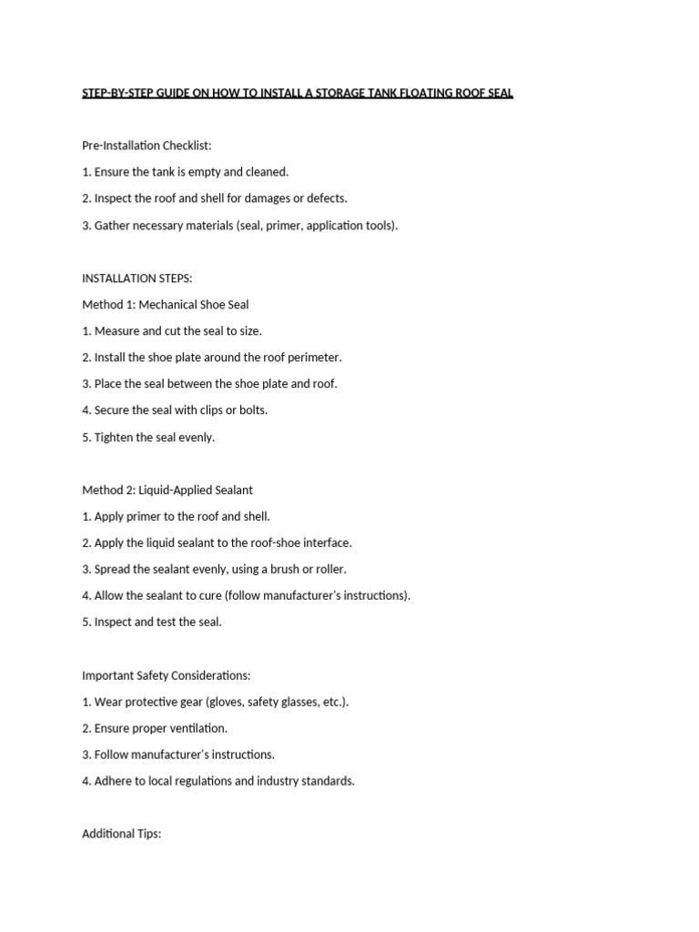 Step-By-Step Guide On How To Install A Storage Tank Floating Roof Seal ...