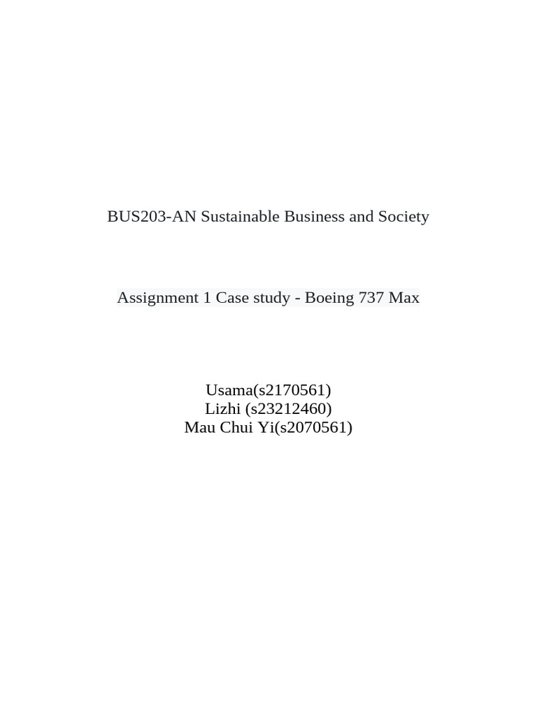 Assignment 1-Case Study - Boeing 737 Max | PDF
