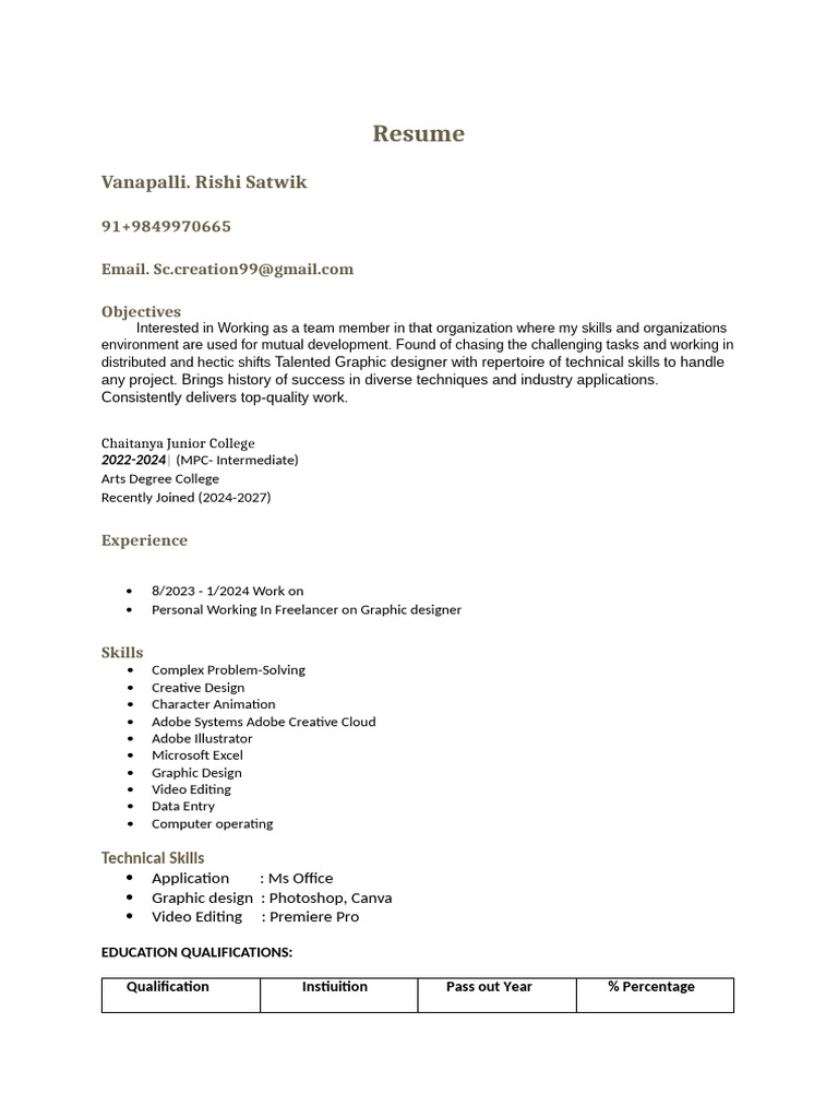 Rishi Satwik_Resume | PDF