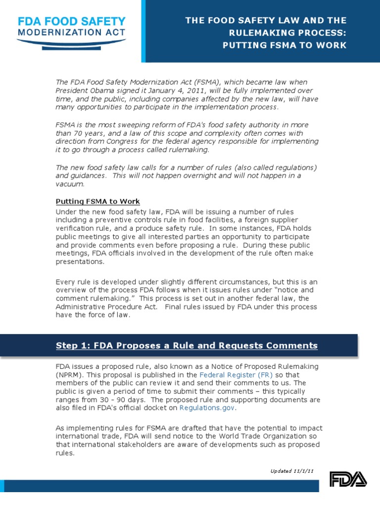 FSM A | PDF | Rulemaking | Food And Drug Administration