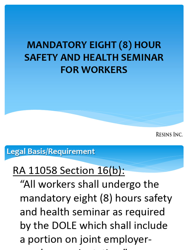 Mandatory 8-Hour Safety Training for Workers | PDF | Occupational ...