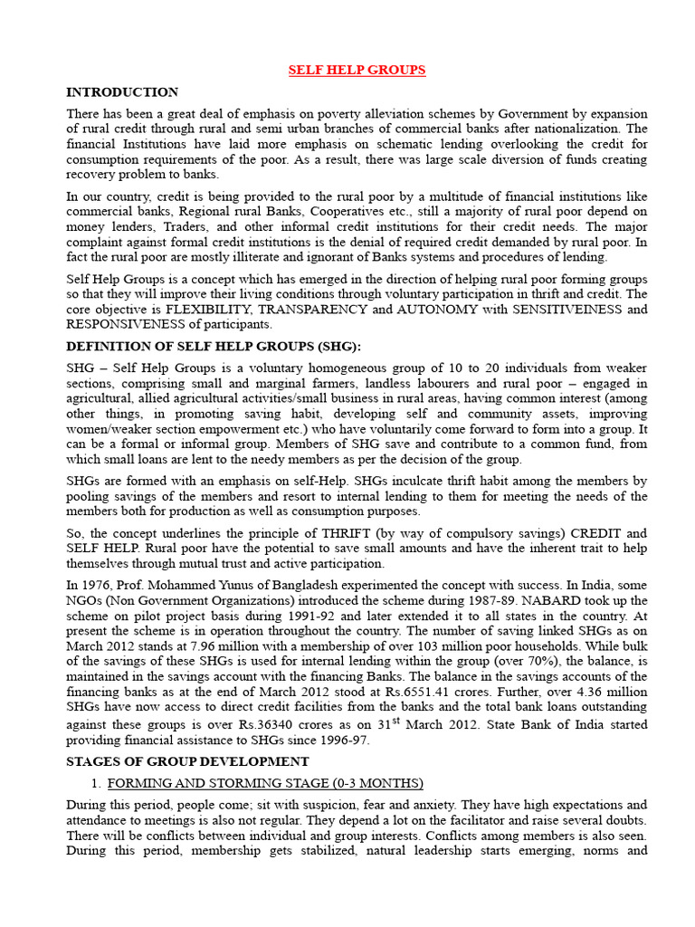 SELFHELPGROUPS | PDF