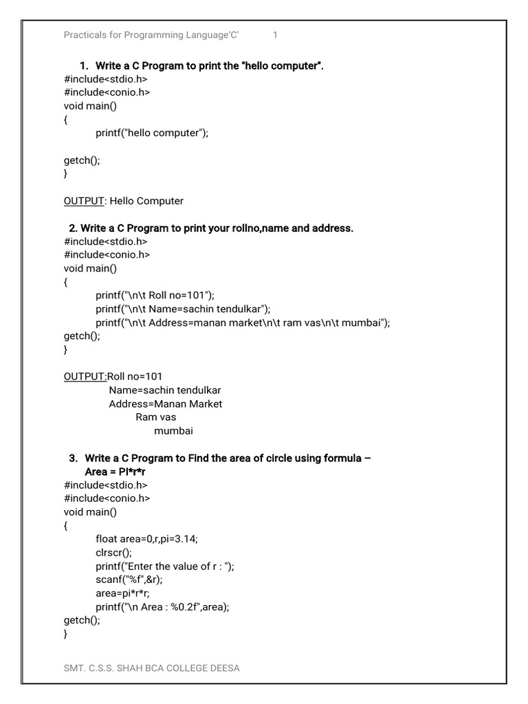 C Practicals 1to52 | PDF