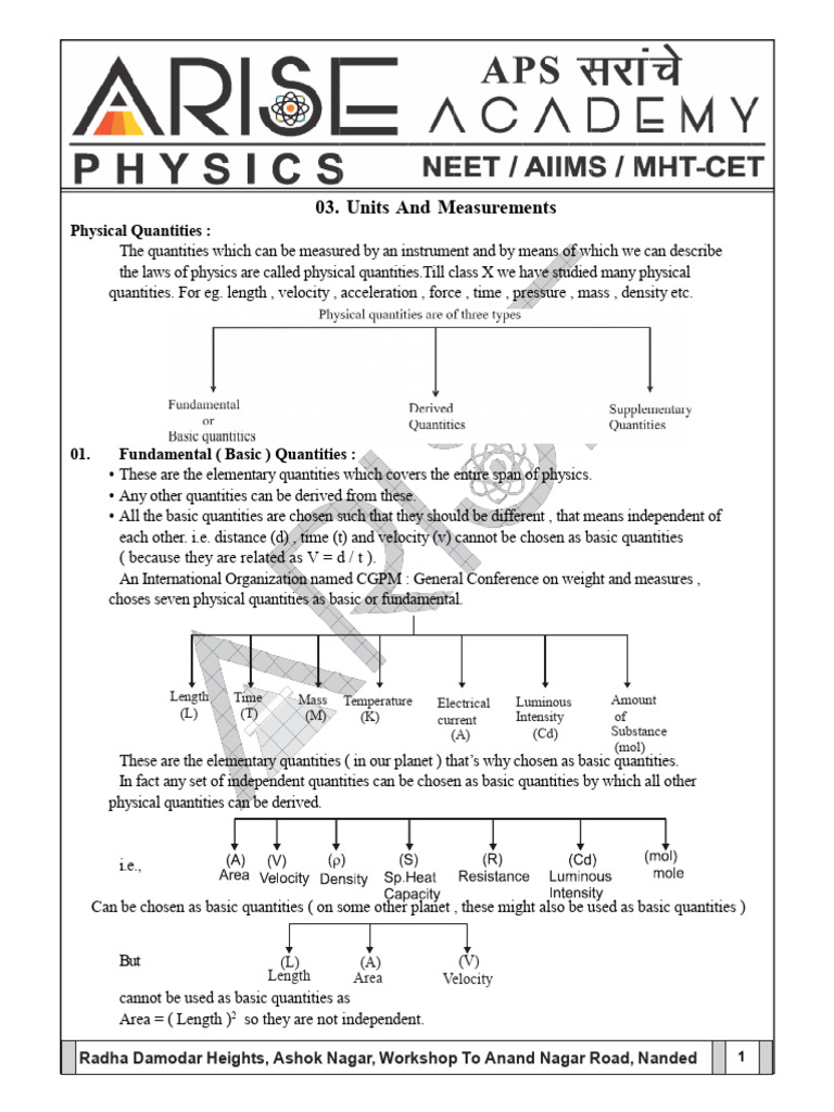Units and Measurements | PDF
