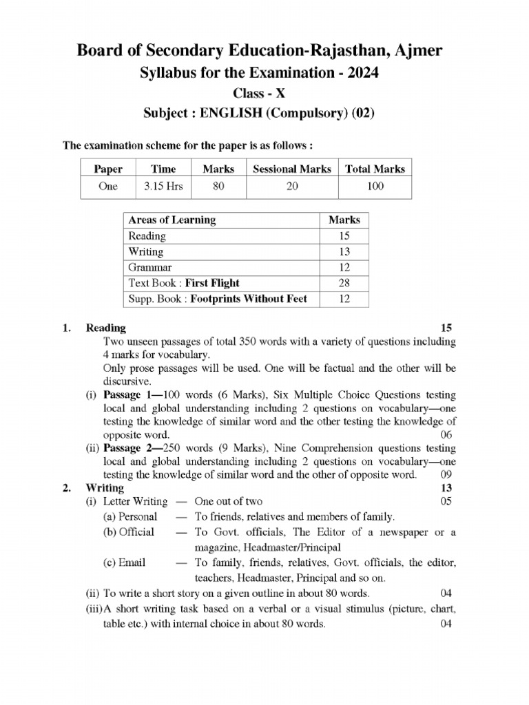 rbse-class-10-english | PDF