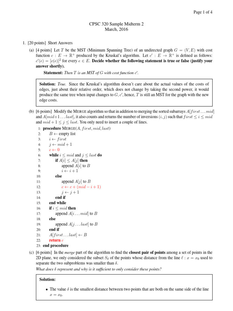 Midterm2 Sample Solutions | PDF
