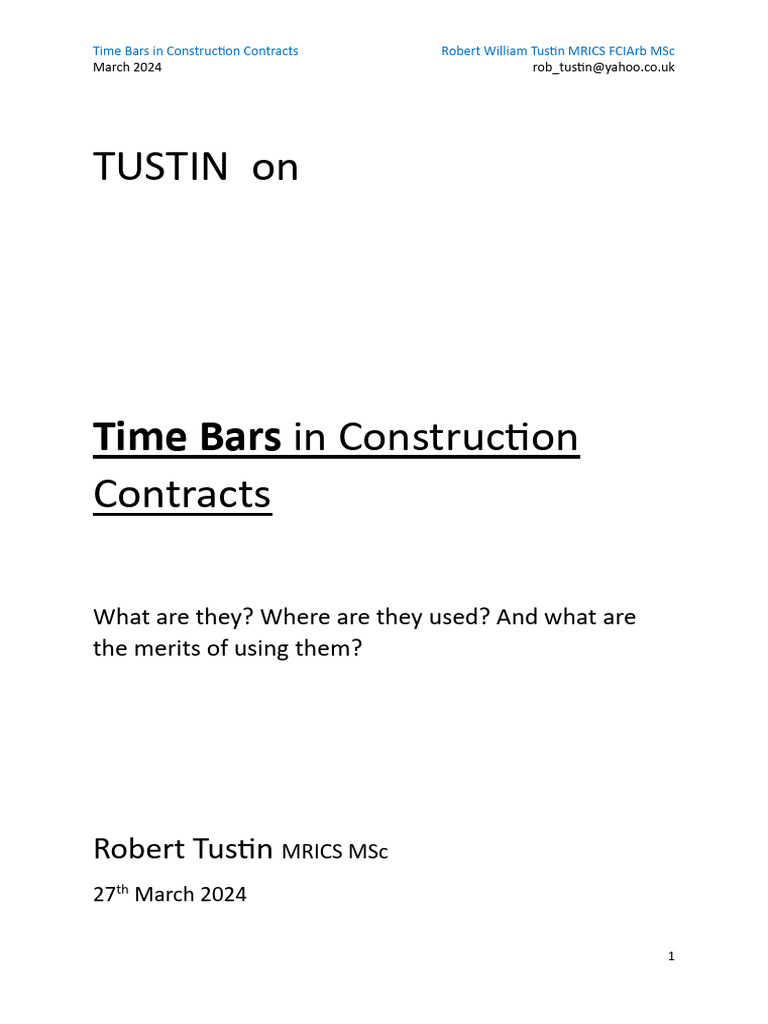 Time Bars in Construction Contracts | PDF