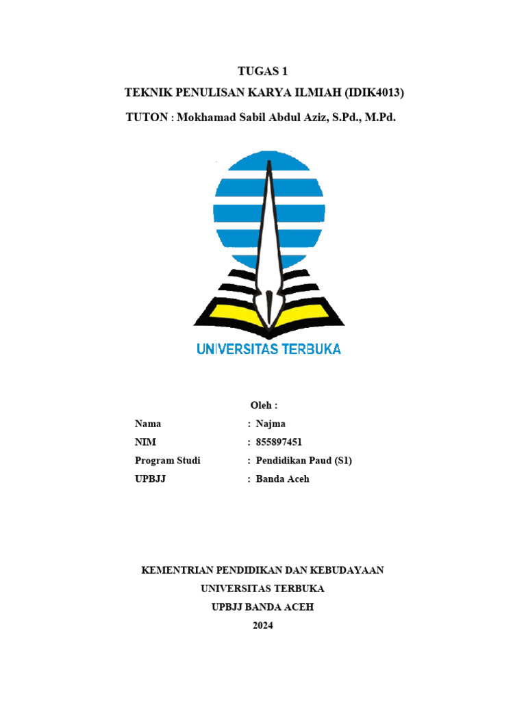 Tugas 1 Teknik Penulisan Karya Ilmiah (Najma) | PDF
