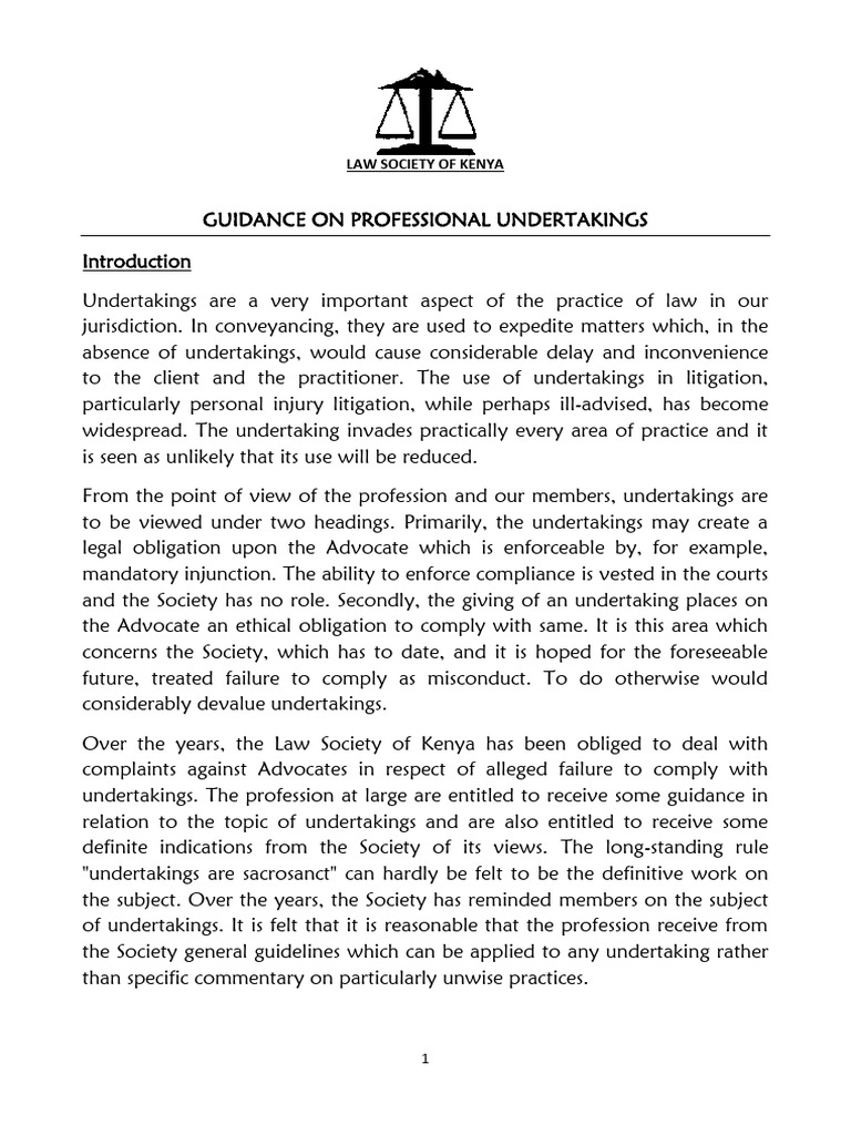 Guide on Professional Undertaking | PDF