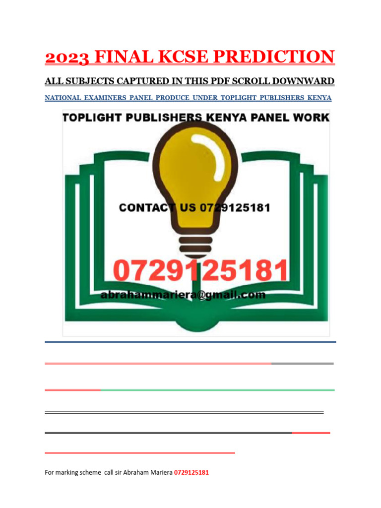 2023 Final Kcse Prediction | PDF