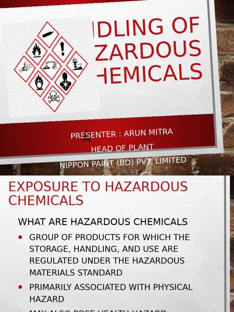 Handling of Hazardous Chemicals - PPT - 12!06!22 | PDF