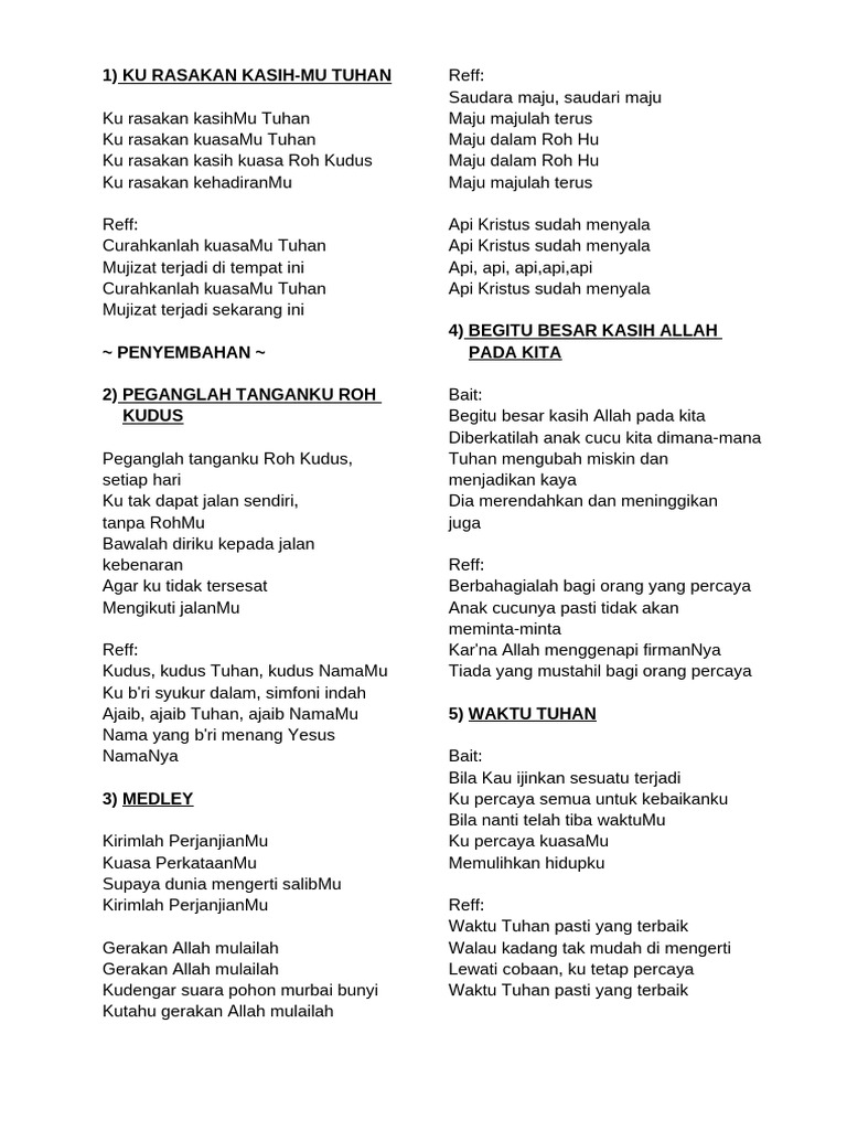 Lagu Ibadah Raya Minggu 19 Mei 2024 | PDF | Agama & Spiritualitas