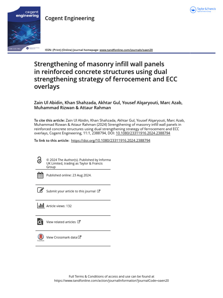 Strengthening of Masonry Infill Wall Panels in Reinforced Concrete ...
