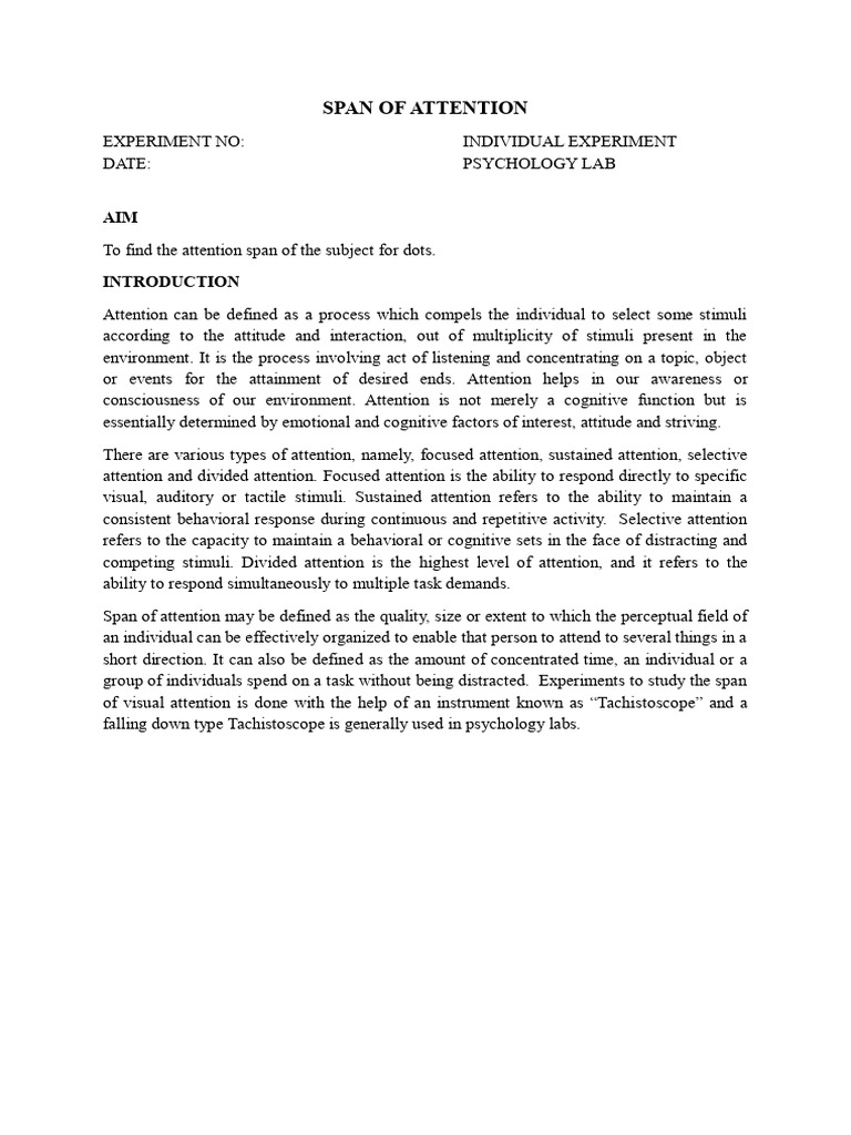 Span of Attention | PDF