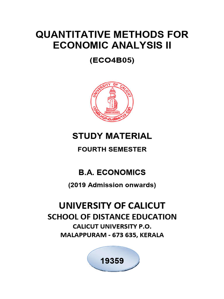 SLM-Quantitative Methods For Economic Analysis II | PDF