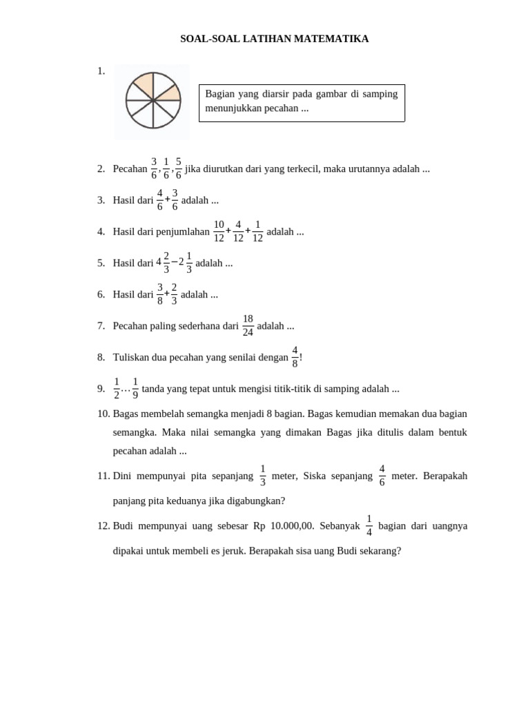 Latihan Pecahan Kelas 4 | PDF