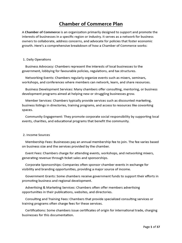 Chamber of Commerce Plan | PDF | Business | Business