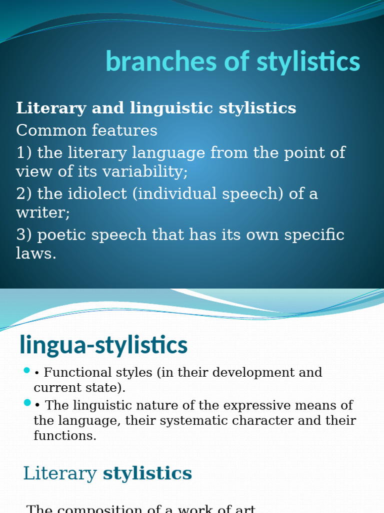 Branches of Stylistics | PDF | Linguistics | Semantics