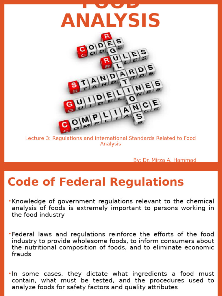 Food Analysis Regulations Overview | PDF | Hazard Analysis And Critical ...