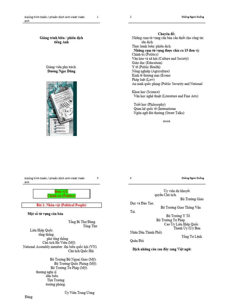 Giảng trình biên phiên dịch tiếng Anh | PDF