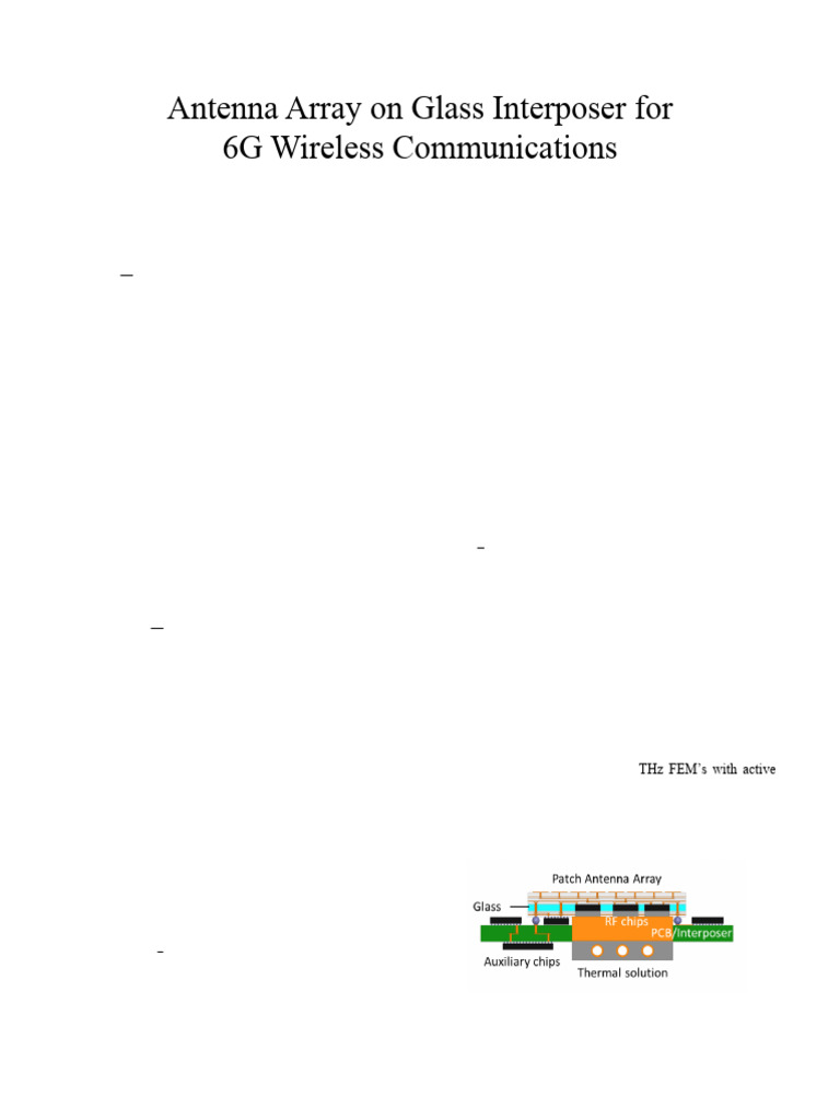 Antenna Array On Glass Interposer For 6G Wireless Communications | PDF
