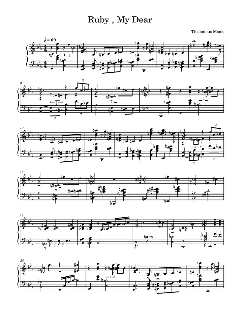 Ruby My Dear Thelonious Monk Ruby My Dear | PDF