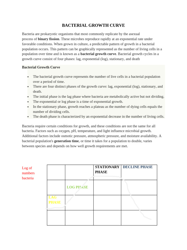 BacteriaL Growth Curve | PDF