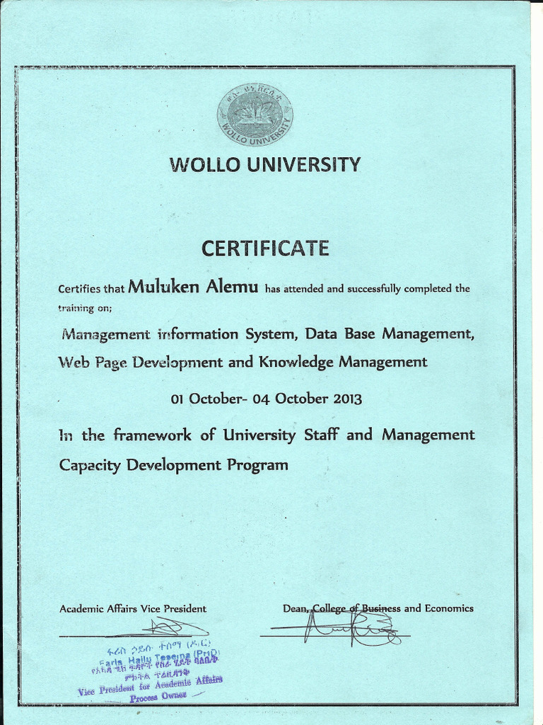 12 Certificate From WOllO UNIVERSITY | PDF