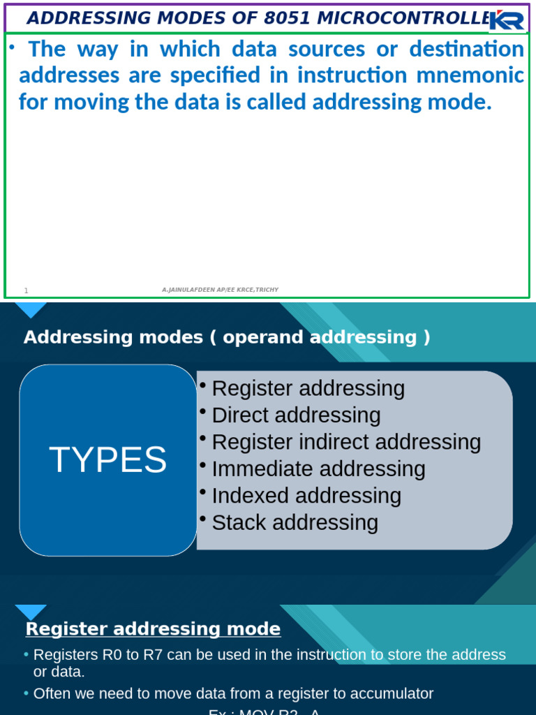 Addressing Modes of 8051 Microcontroller | PDF