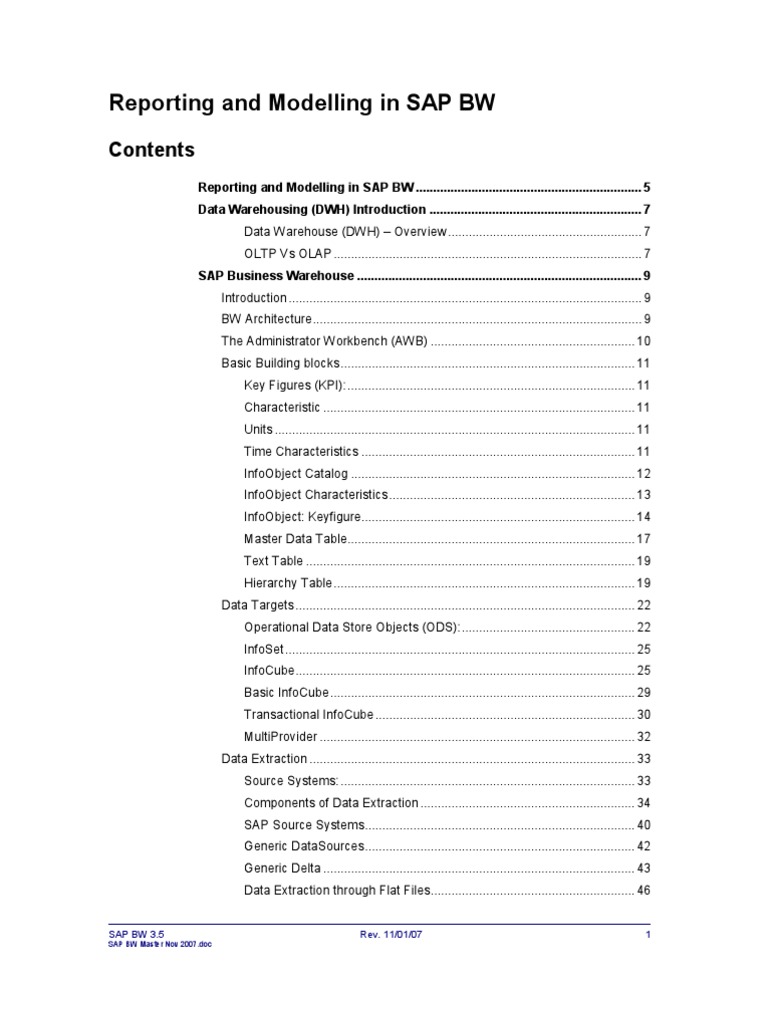 SAP BW 3.5 Reporting and Modeling Guide | PDF