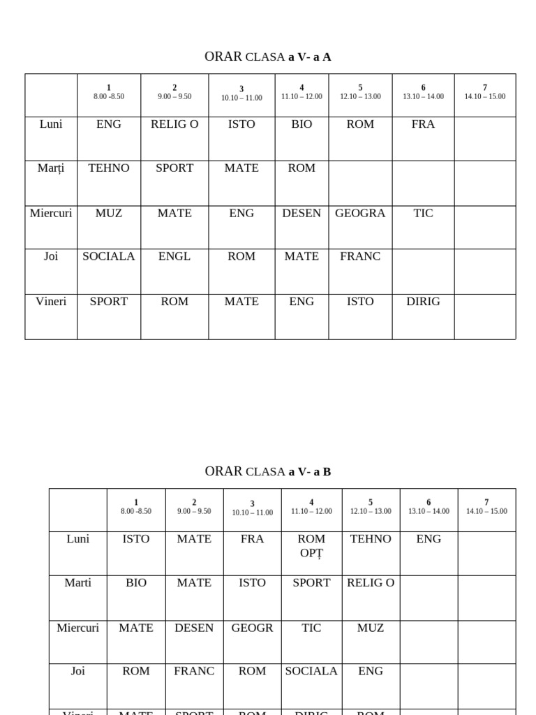 Orar Elevi 2024 | PDF