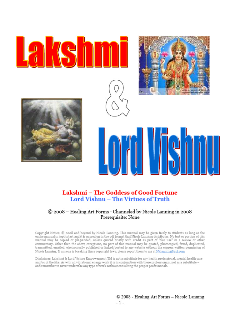 Lakshmi and Lord Vishnu | PDF