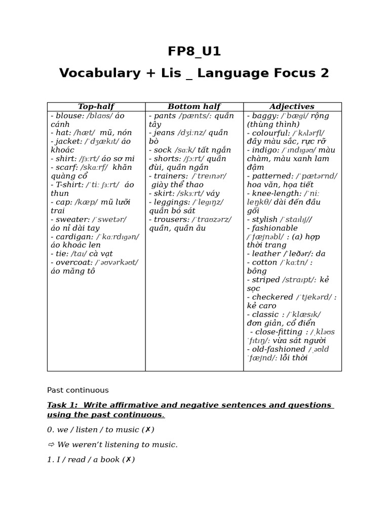 FB8 - U1 - Listening & Language Focus 2 | PDF
