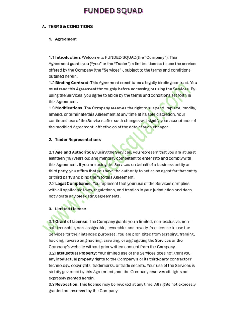 FUNDED SQUAD - Rules & Regulations | PDF