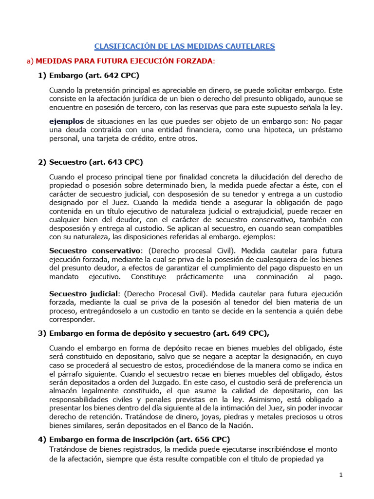 Clasificación de Las Medidas Cautelares | PDF