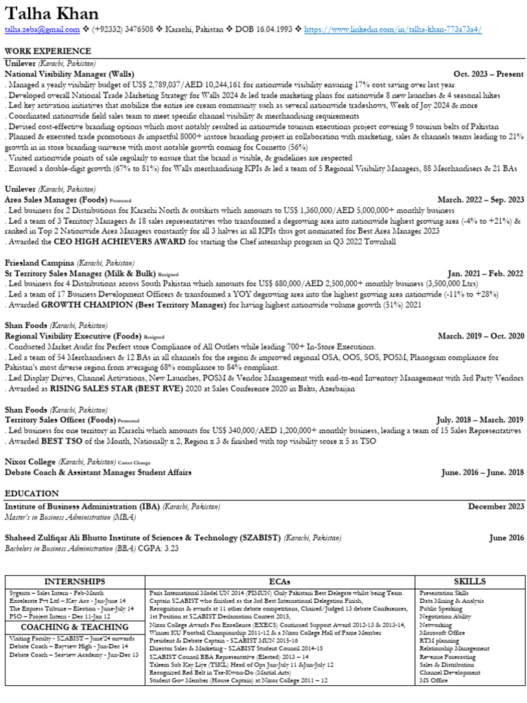 Talha Khan CV | PDF