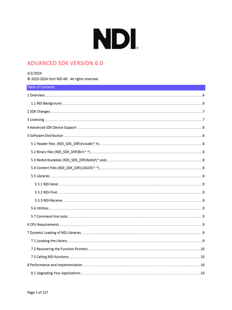 NDI Advanced SDK | PDF