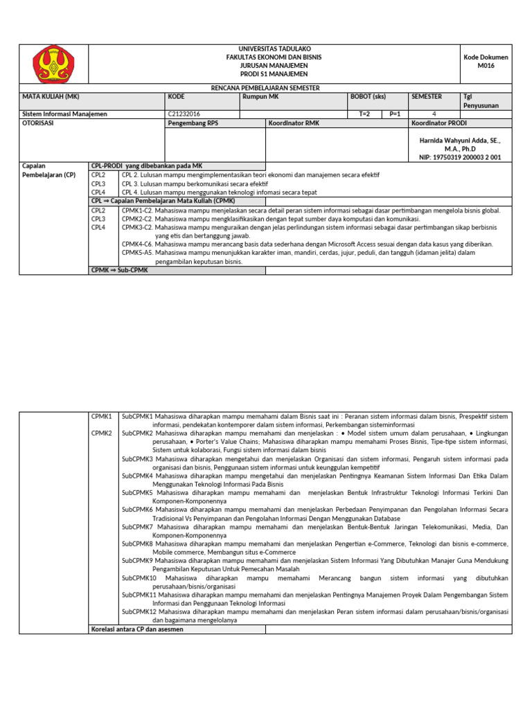 M016 Sistem Informasi Manajemen | PDF