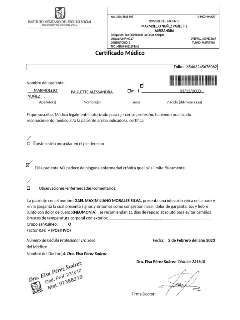 Neumonía Gael Silva. | PDF