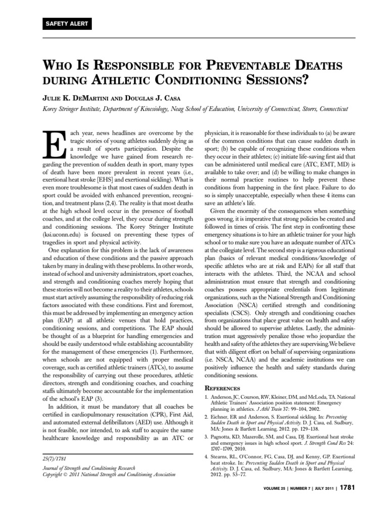 Preventing Deaths in Athletic Conditioning | PDF | Wellness