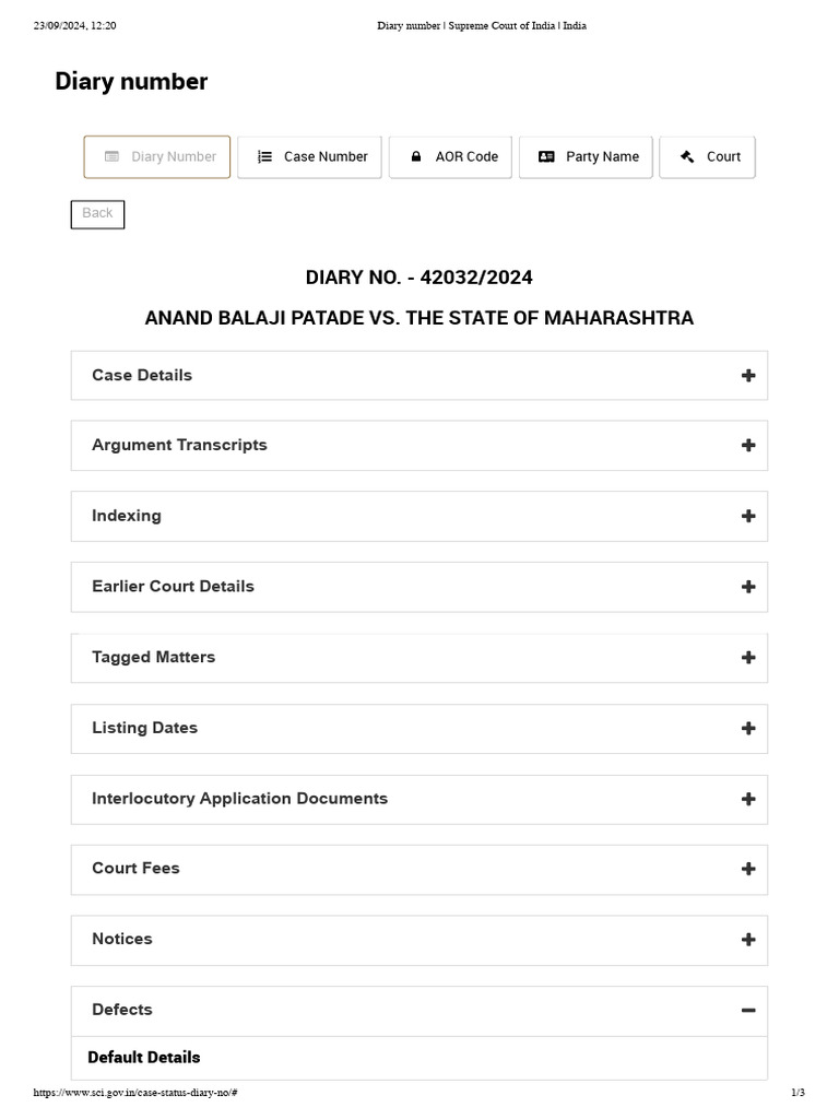 Diary Number - Supreme Court of India - India | PDF