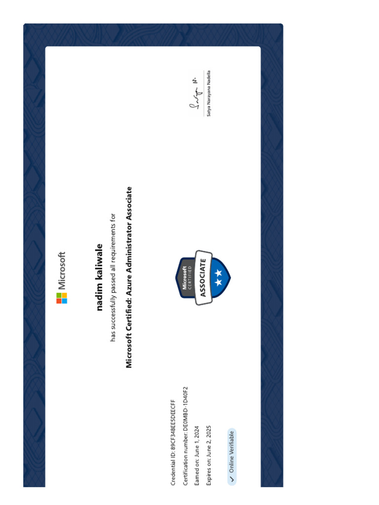 Credentials - nadimkaliwale-9070 _ Microsoft Learn | PDF