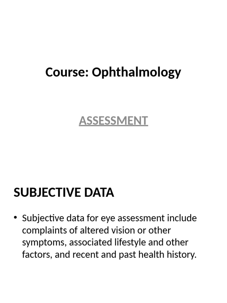 Ocular Assessment | PDF