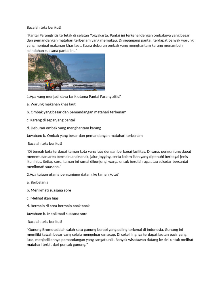 Berikut Adalah 5 Soal Literasi Teks Deskripsi Pilihan Ganda Beserta Opsi Jawabannya | PDF