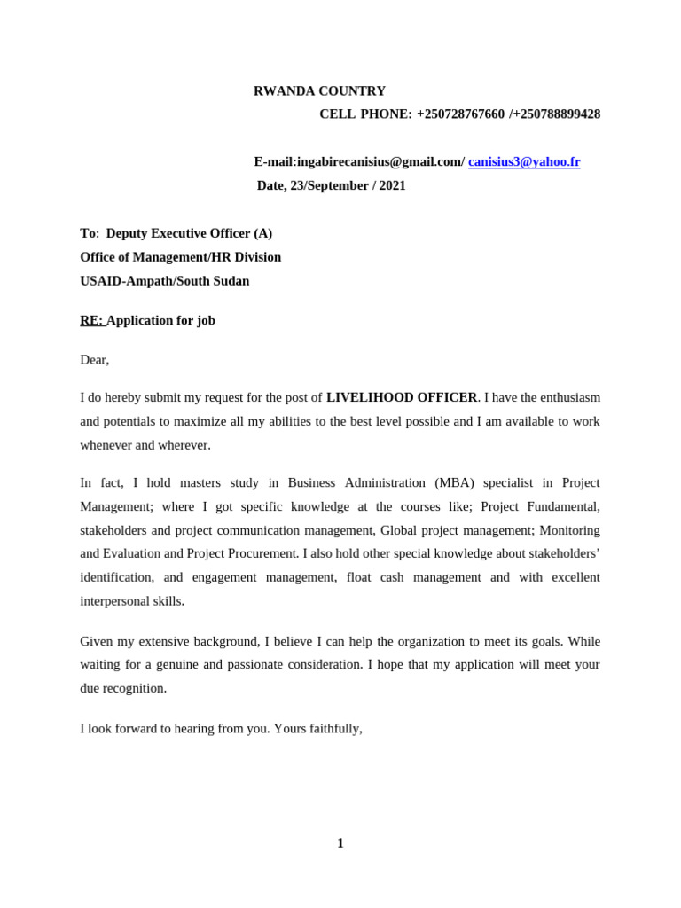 Livelihood Officer | PDF