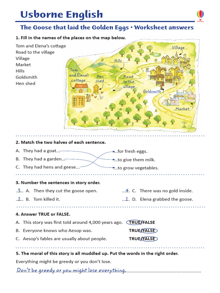 Goose Golden Eggs Worksheet Answers | PDF